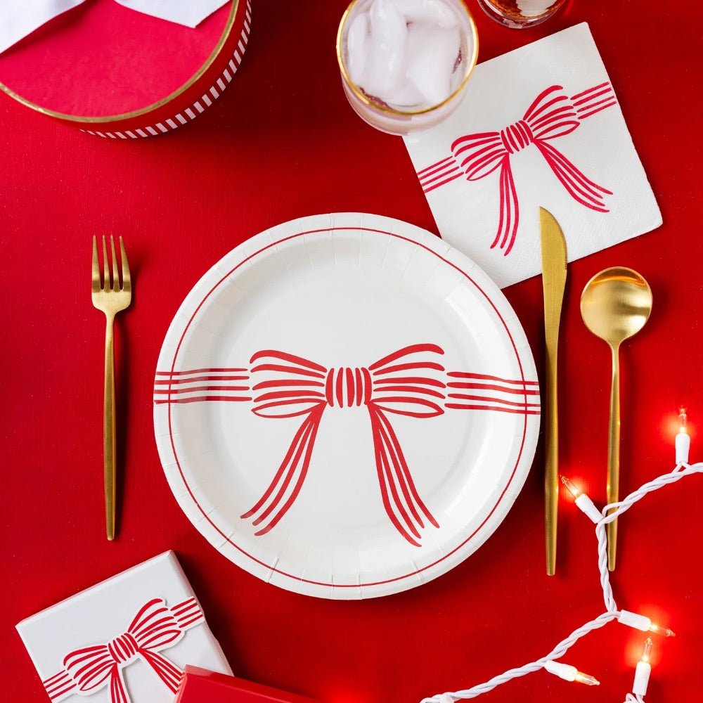 Red Bow Plates Set of 8 – Boxfetti.ae