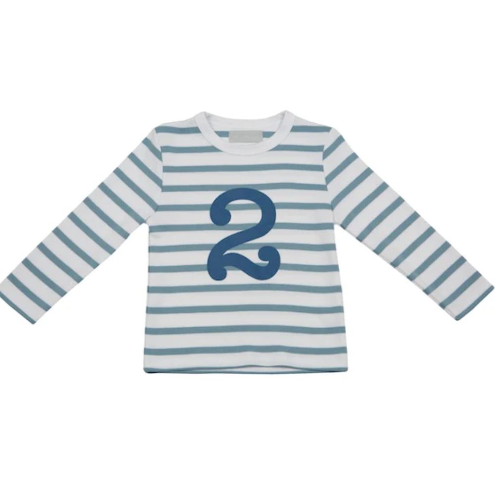 Ocean Blue & White Striped Number 2 Shirt – Boxfetti.ae